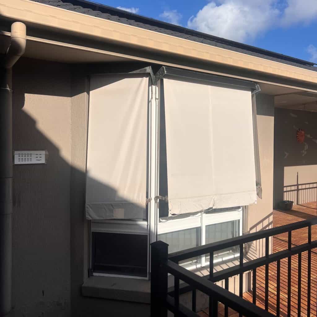 Auto awnings on a bay window - Awnings - XL Screens Security & Blinds
